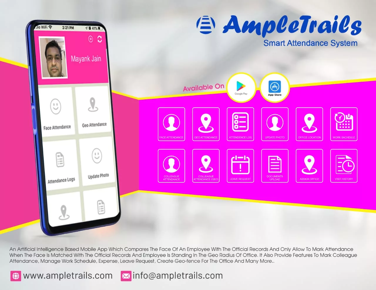 Face Recognition Attendance App with GPS | AmpleTrails - Biometric ...
