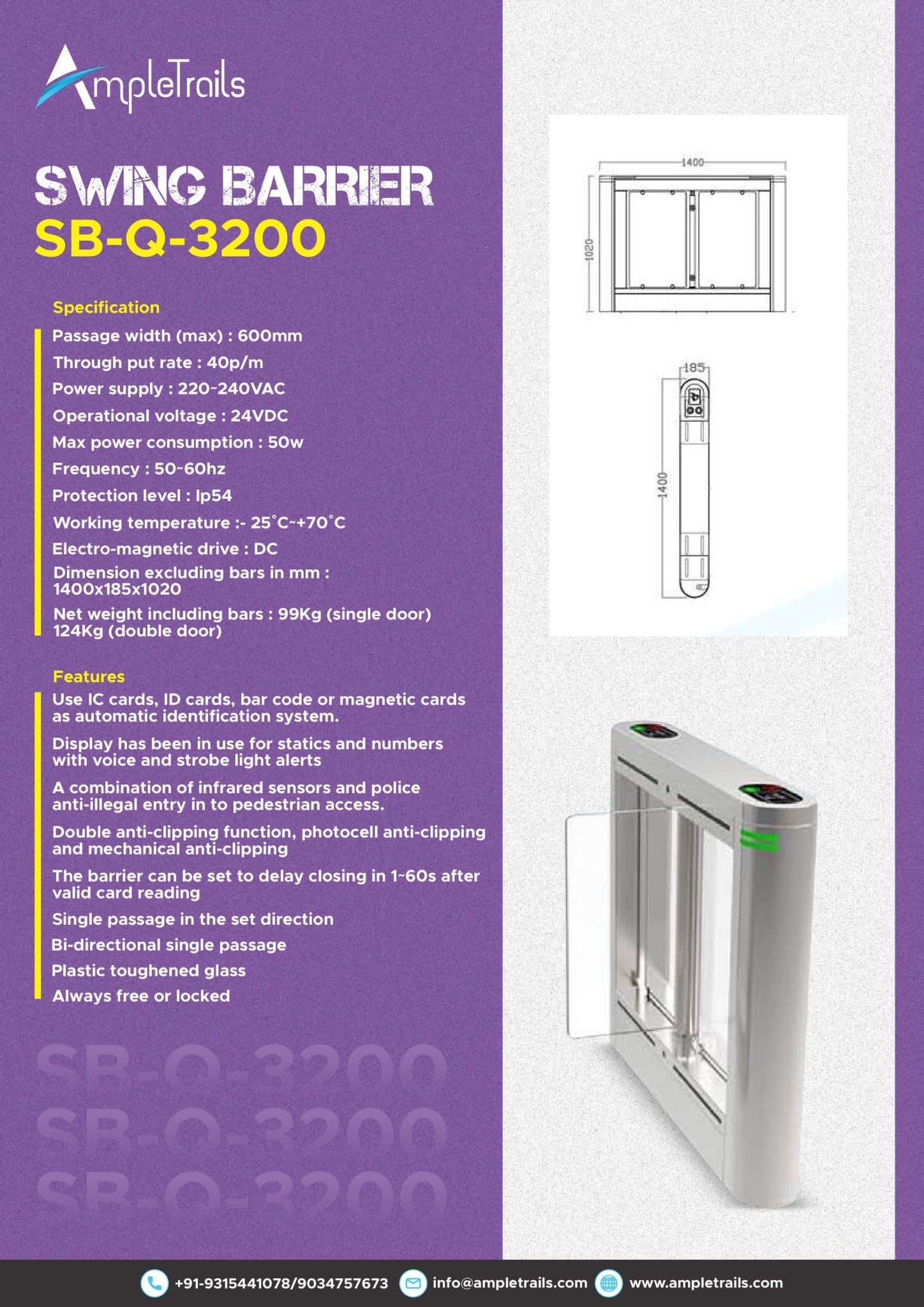 SWING BARRIER SB-Q-3200